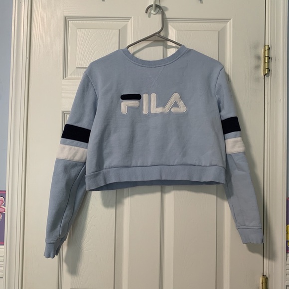 Fila | Sweaters | Cropped Fila Light Blue Crew Neck | Poshmark